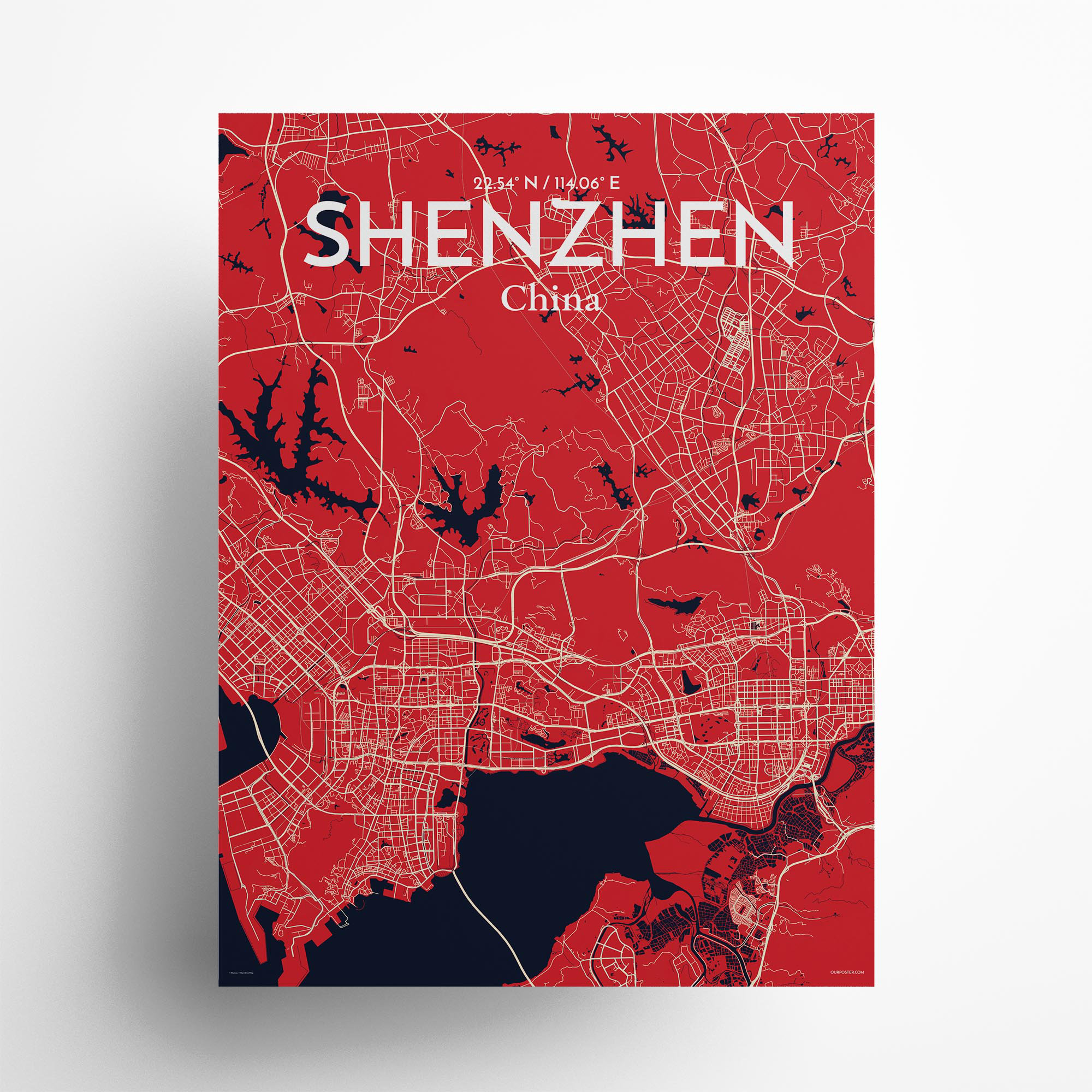 17 Stories China City Map Posters " Shenzhen China|中國 City Map " Print ...
