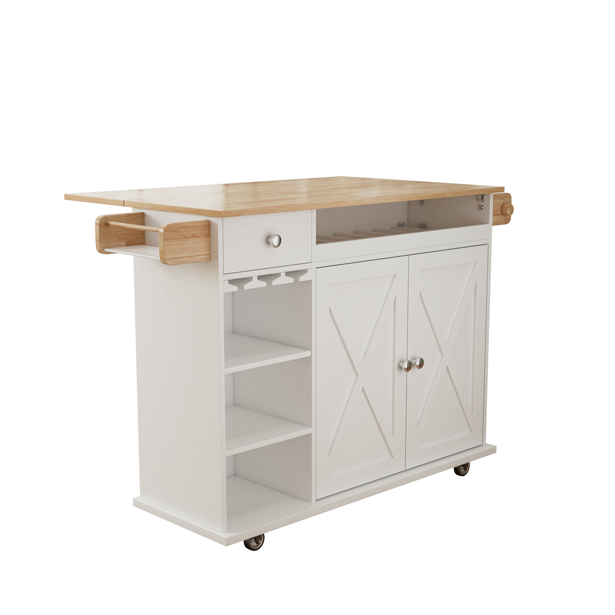 Ophelia & Co. Multi-function Kitchen Island Solid Wood Mobile Cart For ...