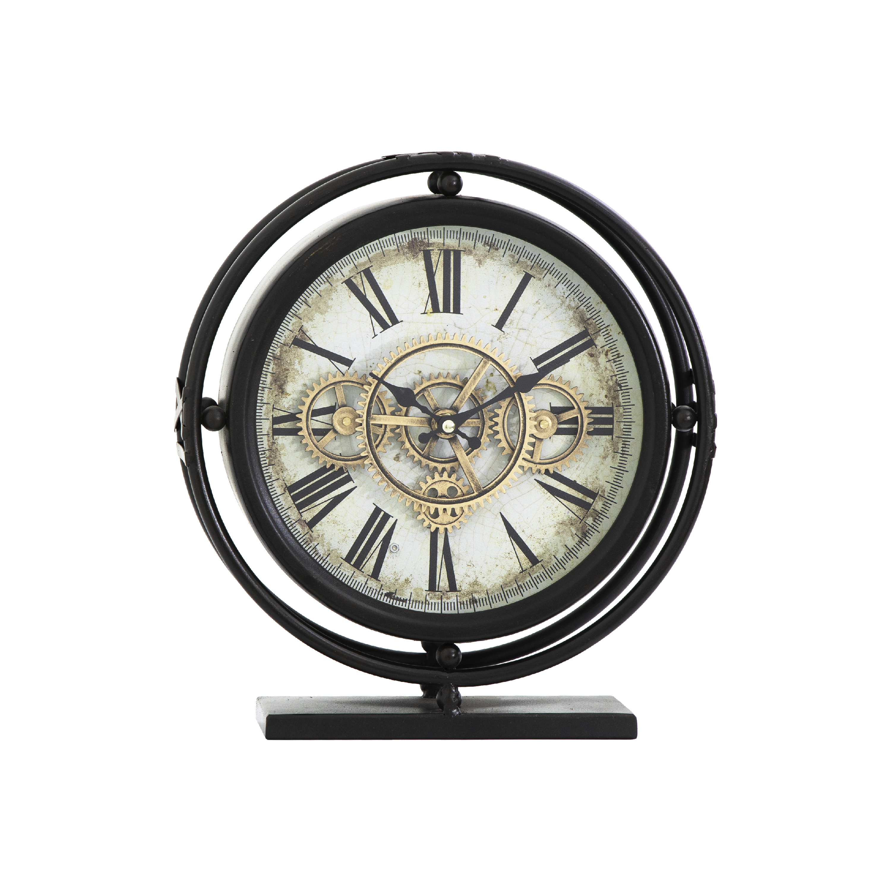 Williston Forge 11" Vintage Table Top Clock With Open Moving Gears ...