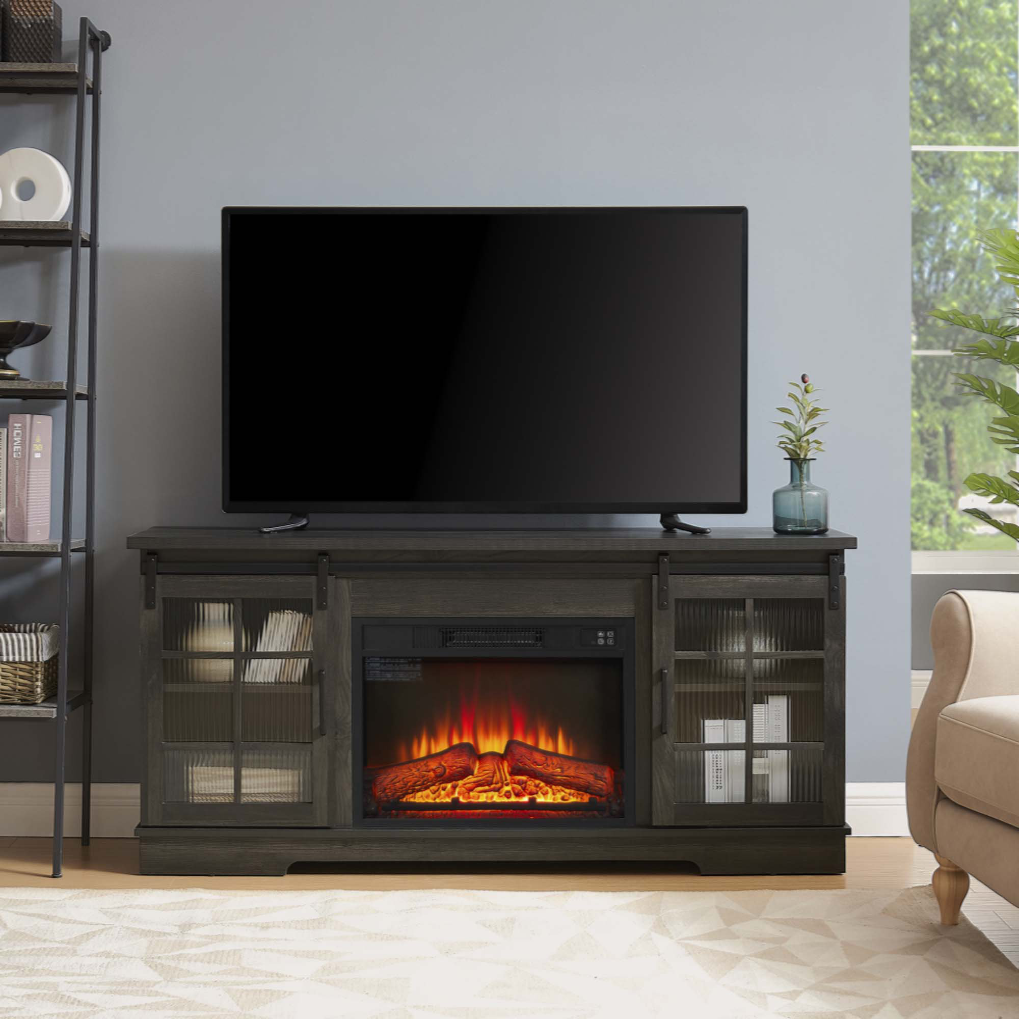 Gracie Oaks Multipurpose Sliding Door TV Cabinet Large Storage Cabinet ...