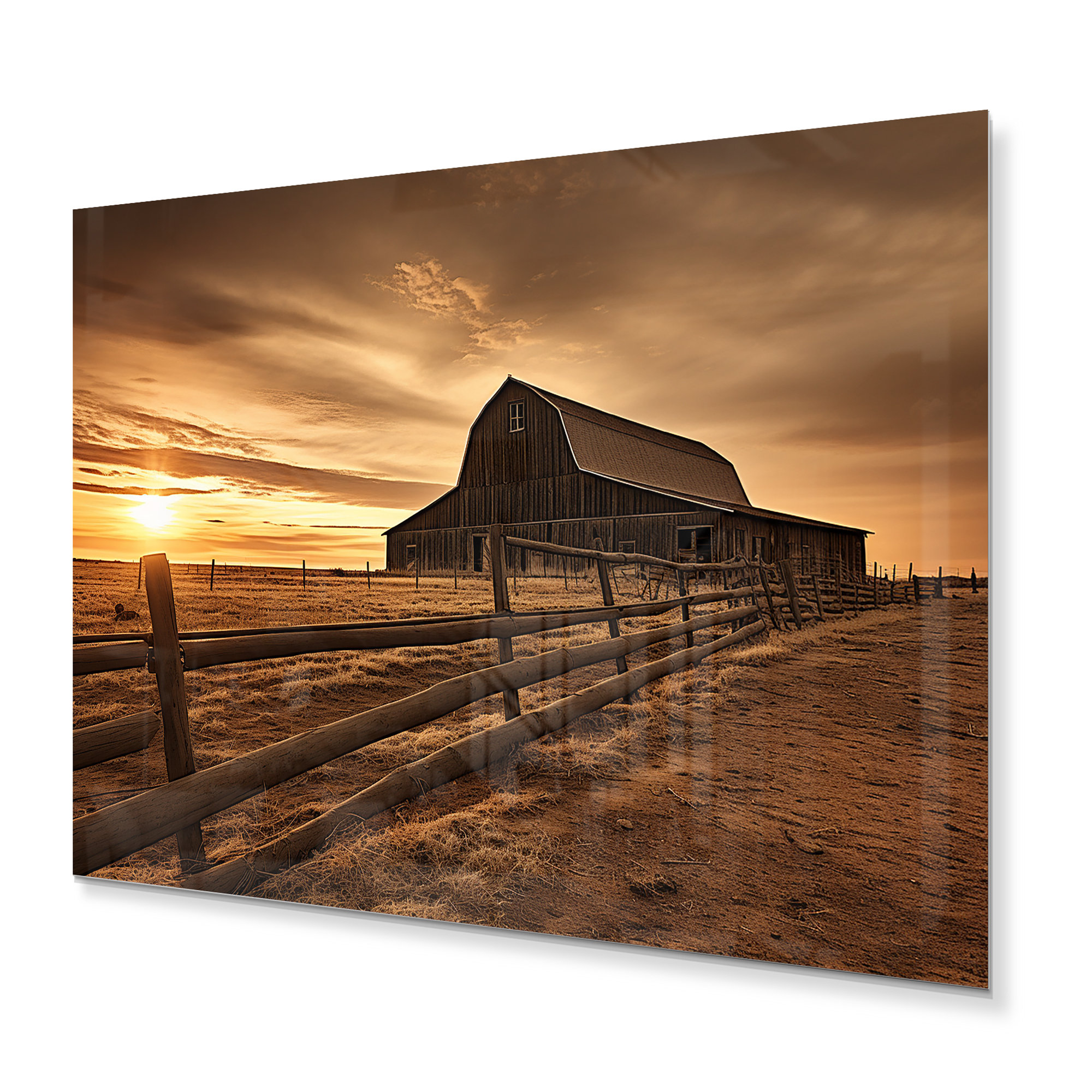Latitude Run® Barn Scenery At Dusk II - Farmhouse Metal Wall Art Living ...