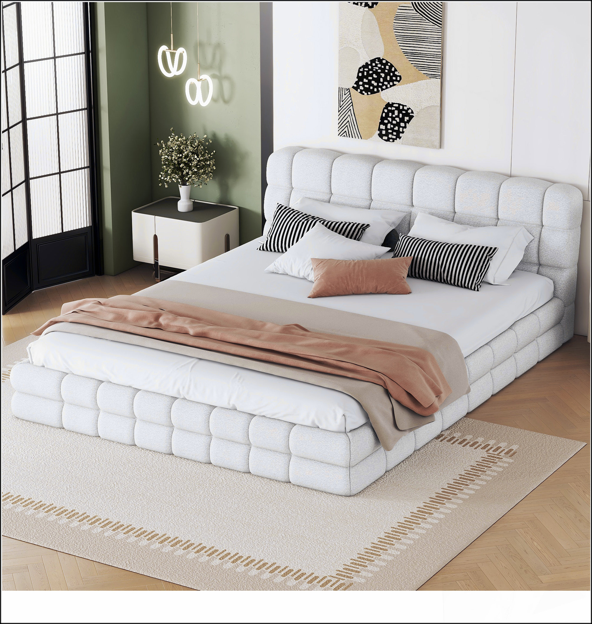 Latitude Run® Queen Upholstered Platform Bed With Built-In Storage ...