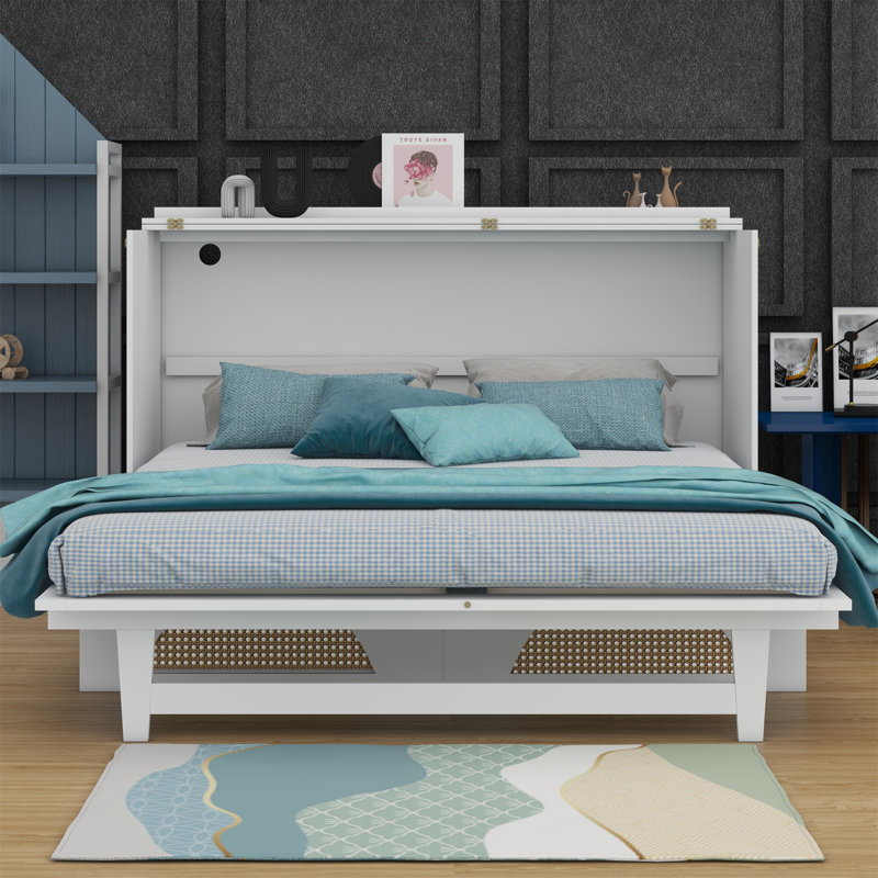 Latitude Run® Murphy Bed With Large Drawer,USB Ports And Outlets | Wayfair