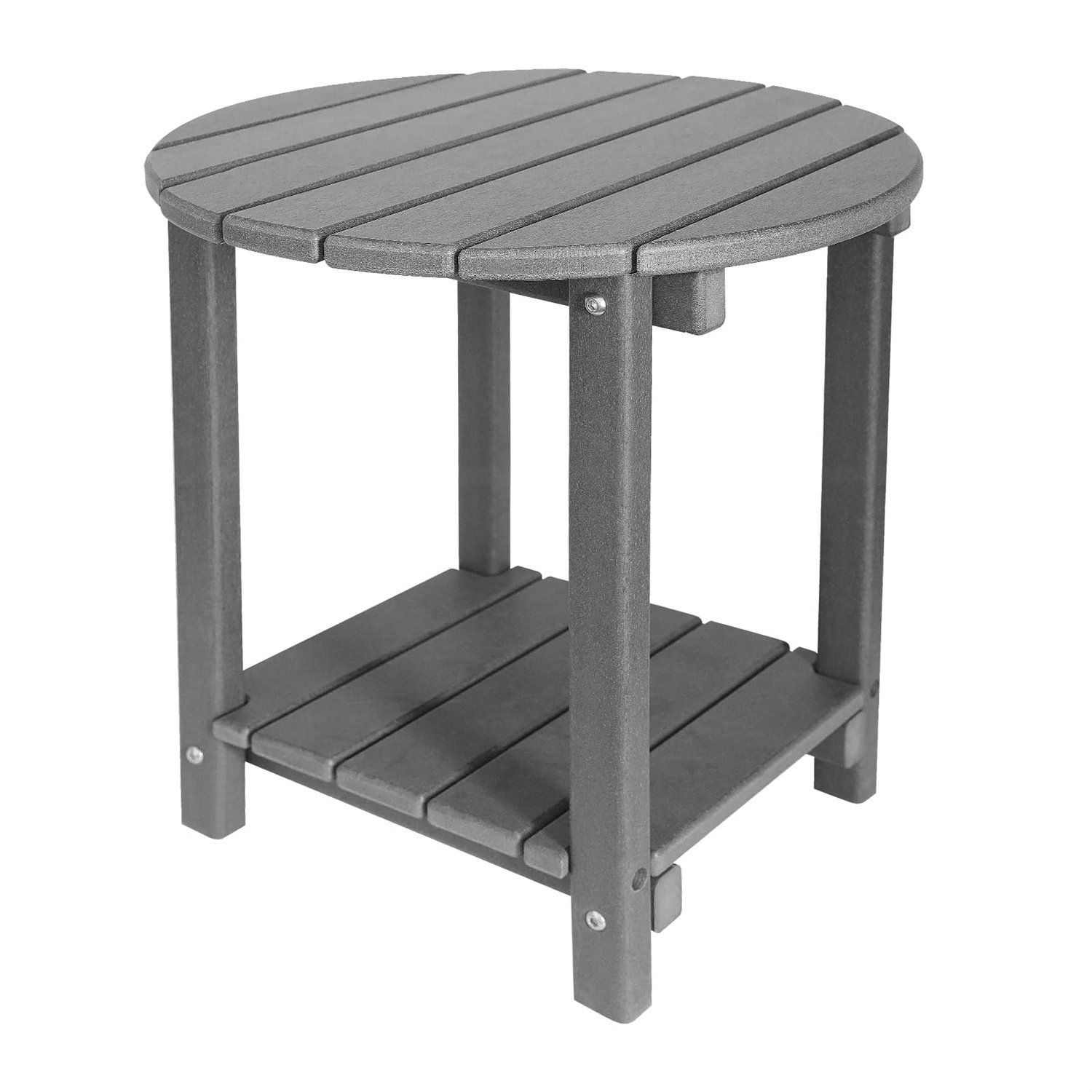 Lark Manor™ Black 2-Tier HDPE Round Side Table - Weatherproof Outdoor ...
