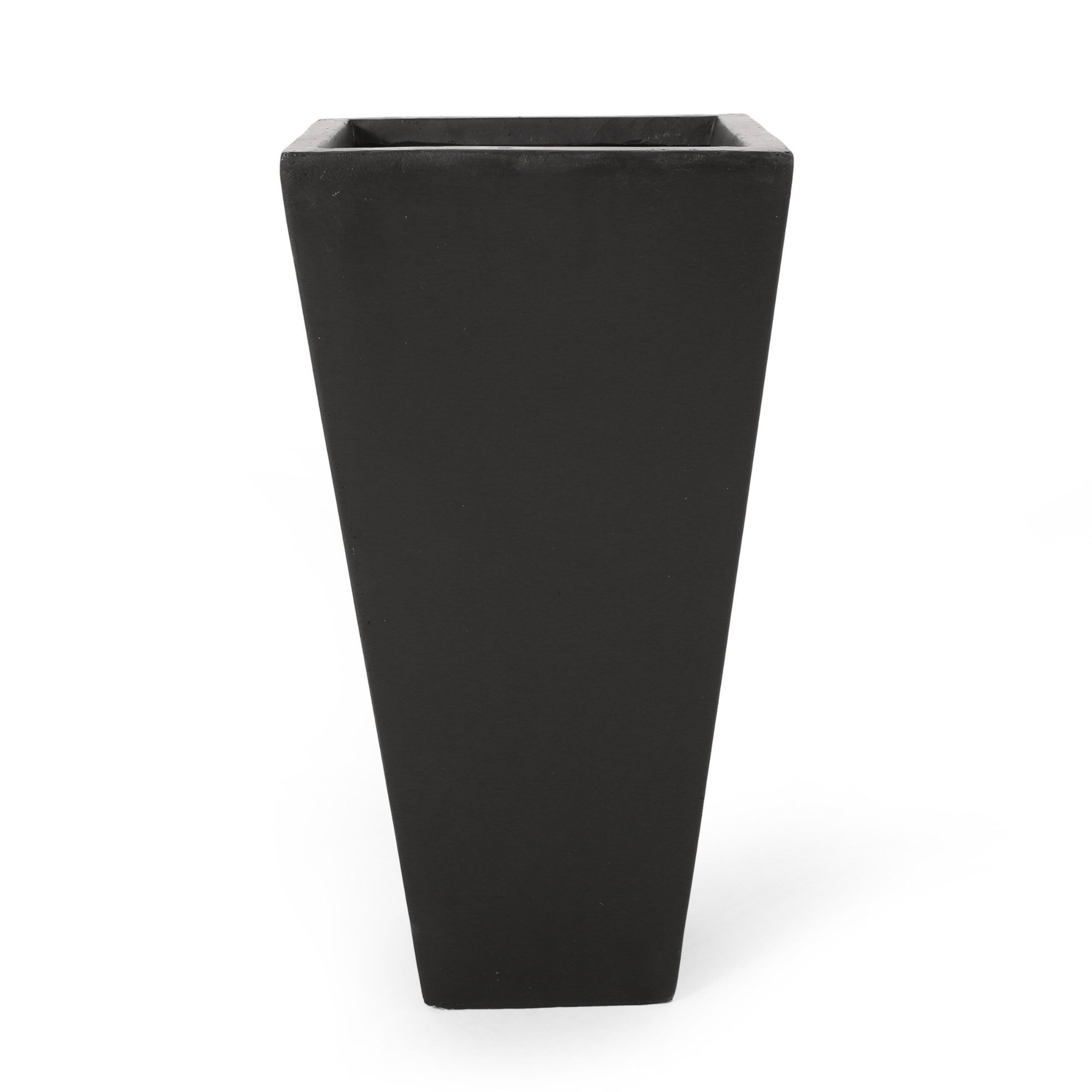Latitude Run® 13" Black Modern Outdoor Small Cast Stone Planter | Wayfair
