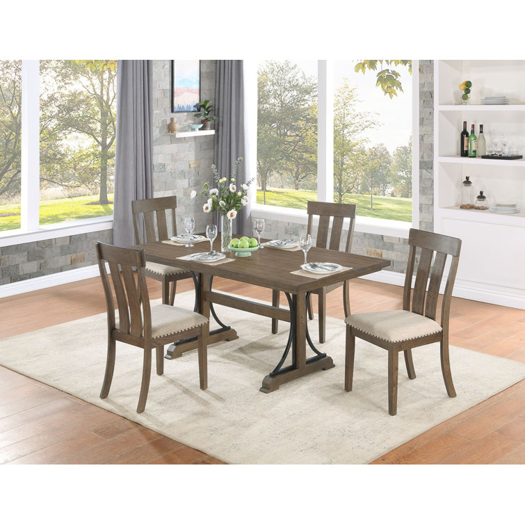 Rosalind Wheeler 5 - Piece Solid Wood Top Dining Set | Wayfair