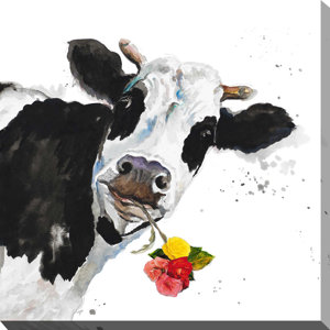 Ebern Designs Crazy Cow On Canvas by Patricia Pinto Print - Wayfair Canada