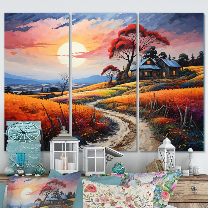 DesignArt Farmhouse Farmstead Abstractions Pointillism II - Farm Metal ...