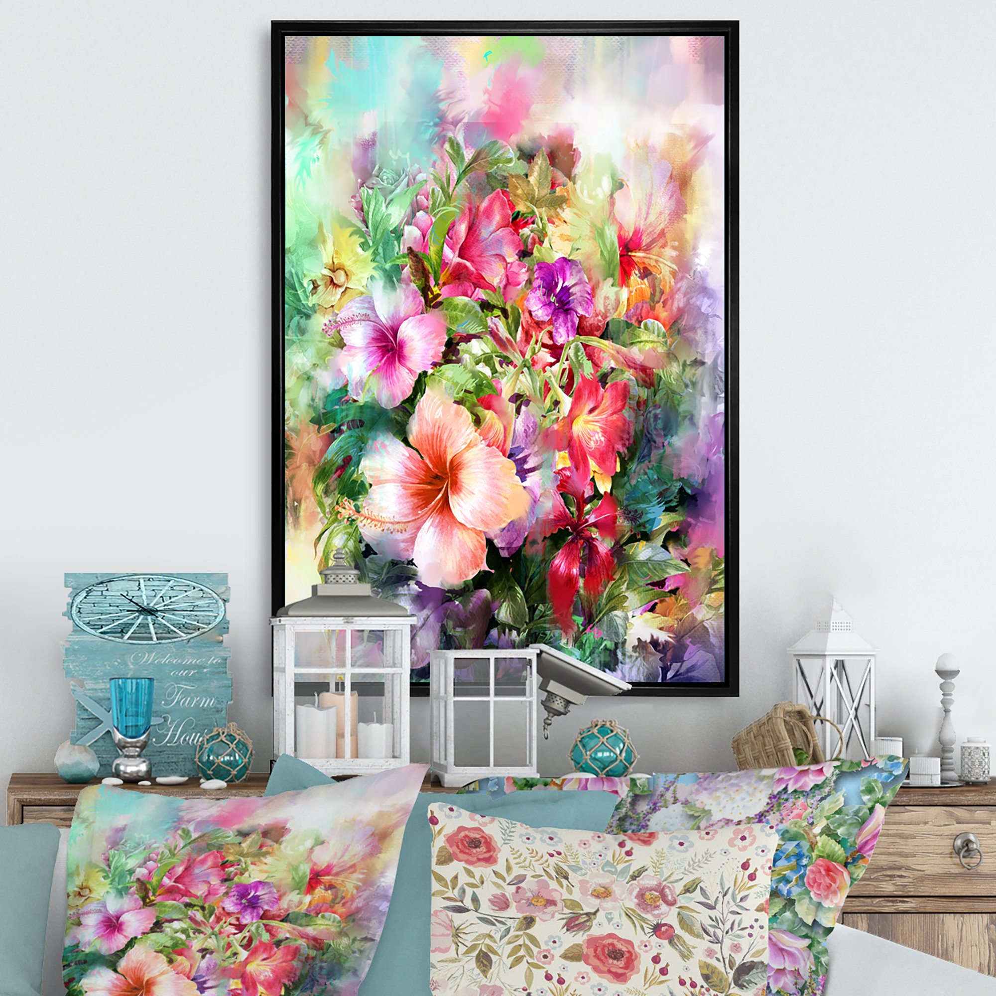 Bay Isle Home™ Vintage Muticolored Spring Flowers - Traditional Canvas ...