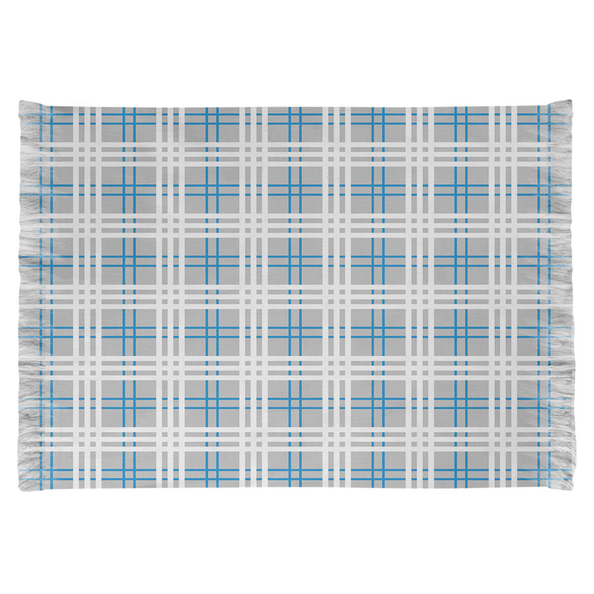 East Urban Home Carolina Plaid White/Blue Area Rug | Wayfair
