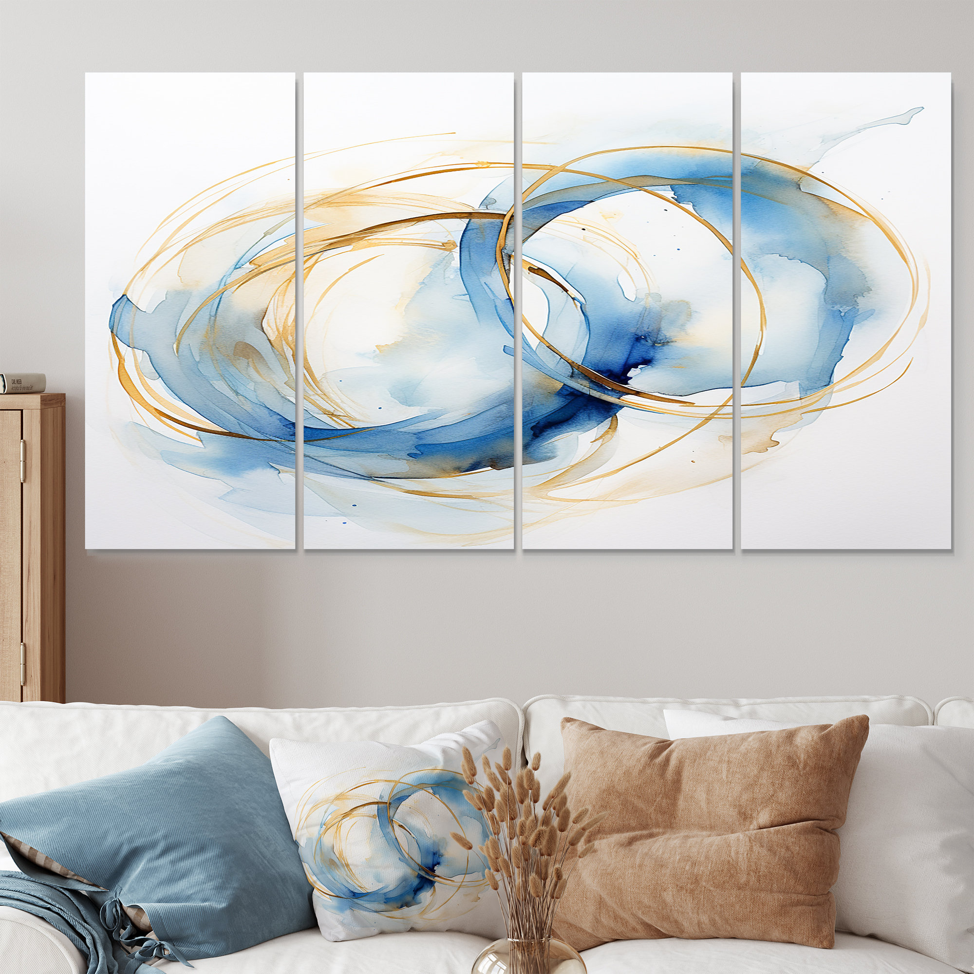 Design Art Unity Subtle Gold Watercolor I - Abstract Wall Art Canvas 4 ...