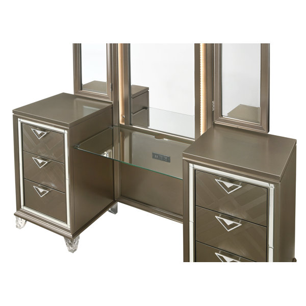 Rosdorf Park Ordaz Vanity Set with Stool and Mirror | Wayfair