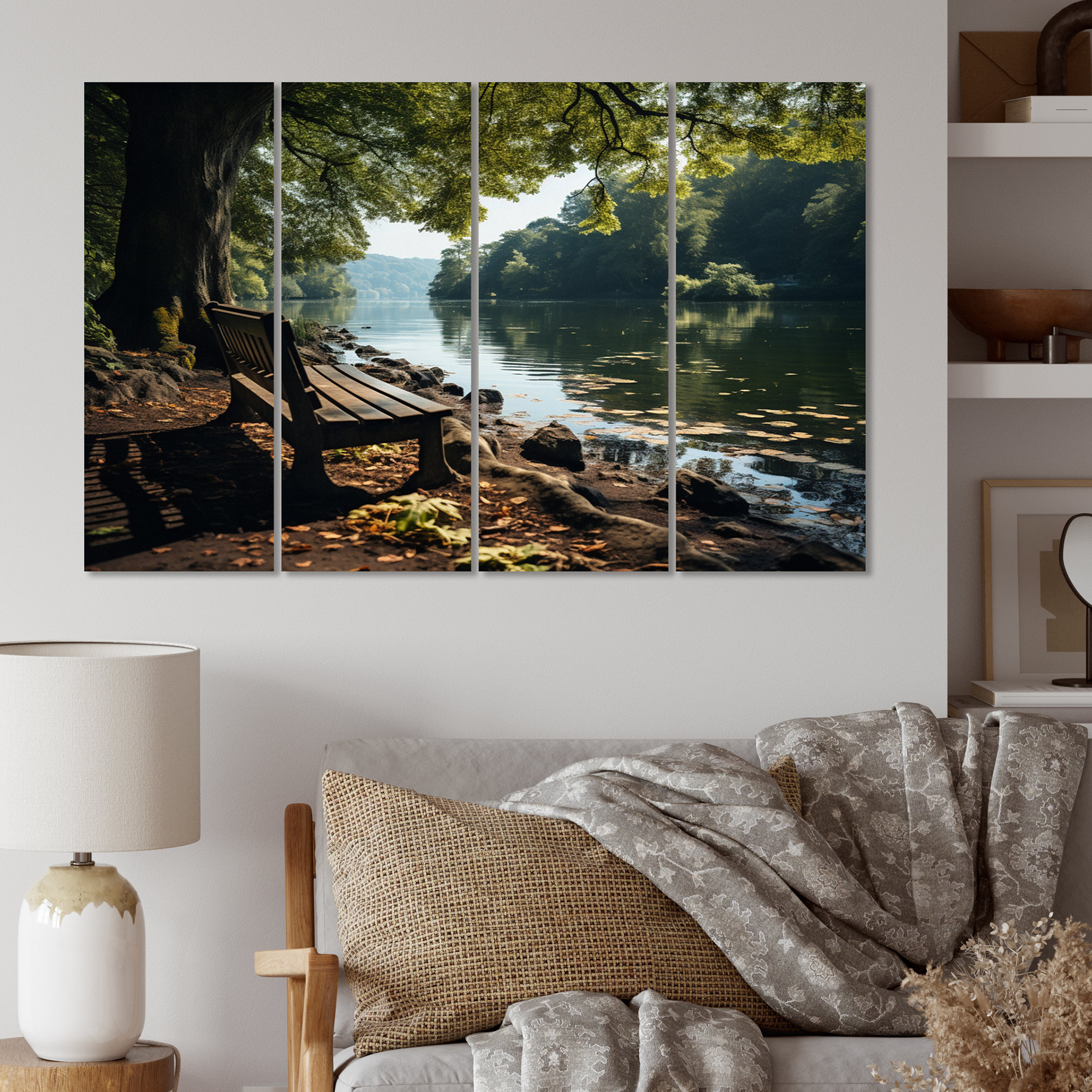 Millwood Pines Lakehouse Bench Relaxation I - Lakehouse Wall Art Print ...