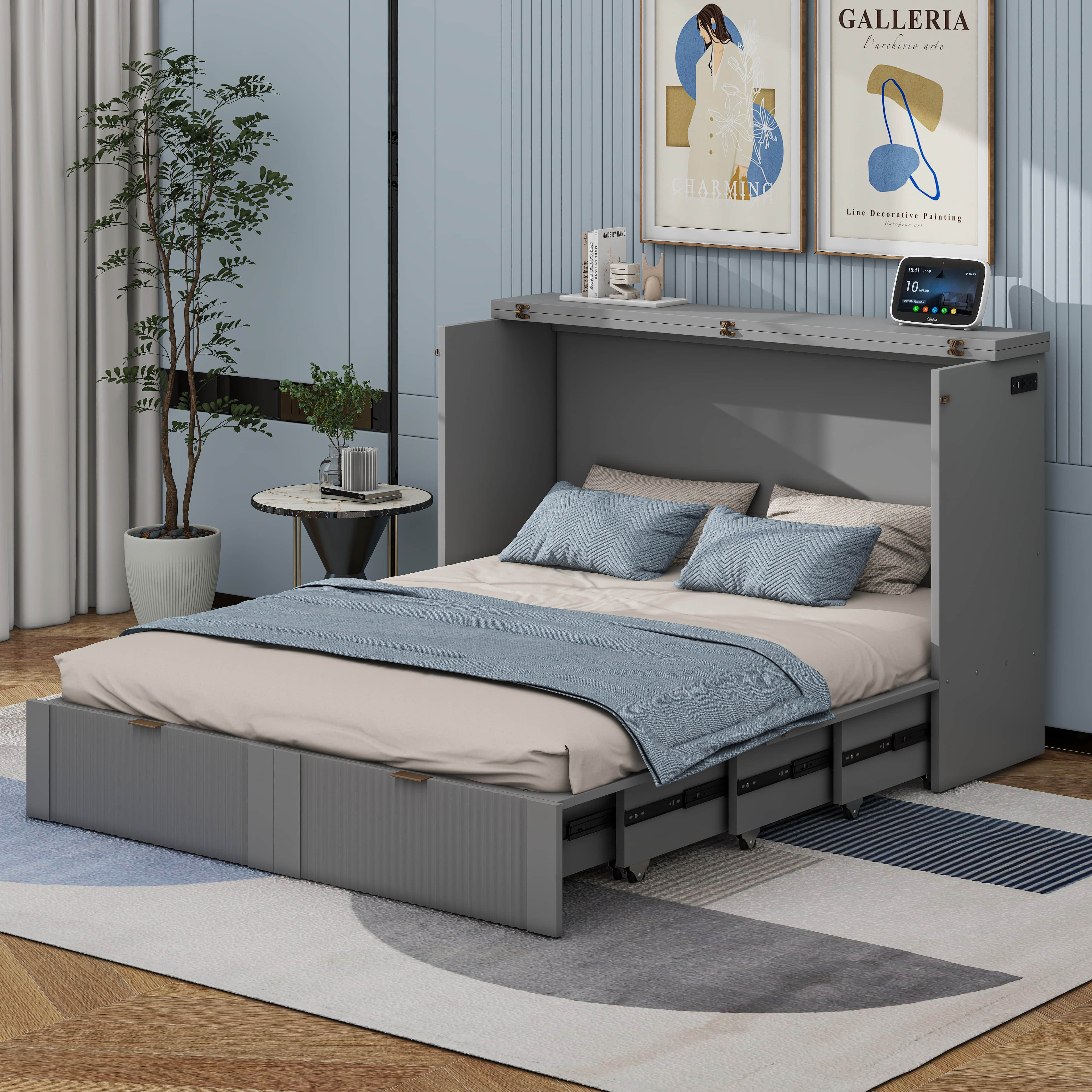 Cosmic Murphy Bed With Drawer And A Set Of Sockets & USB Ports, Pulley ...