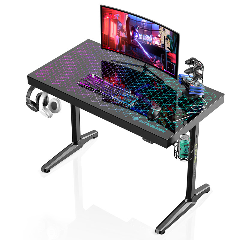 Eureka Ergonomic Music Sensing RGB LED Glass Gaming Desk & Reviews ...