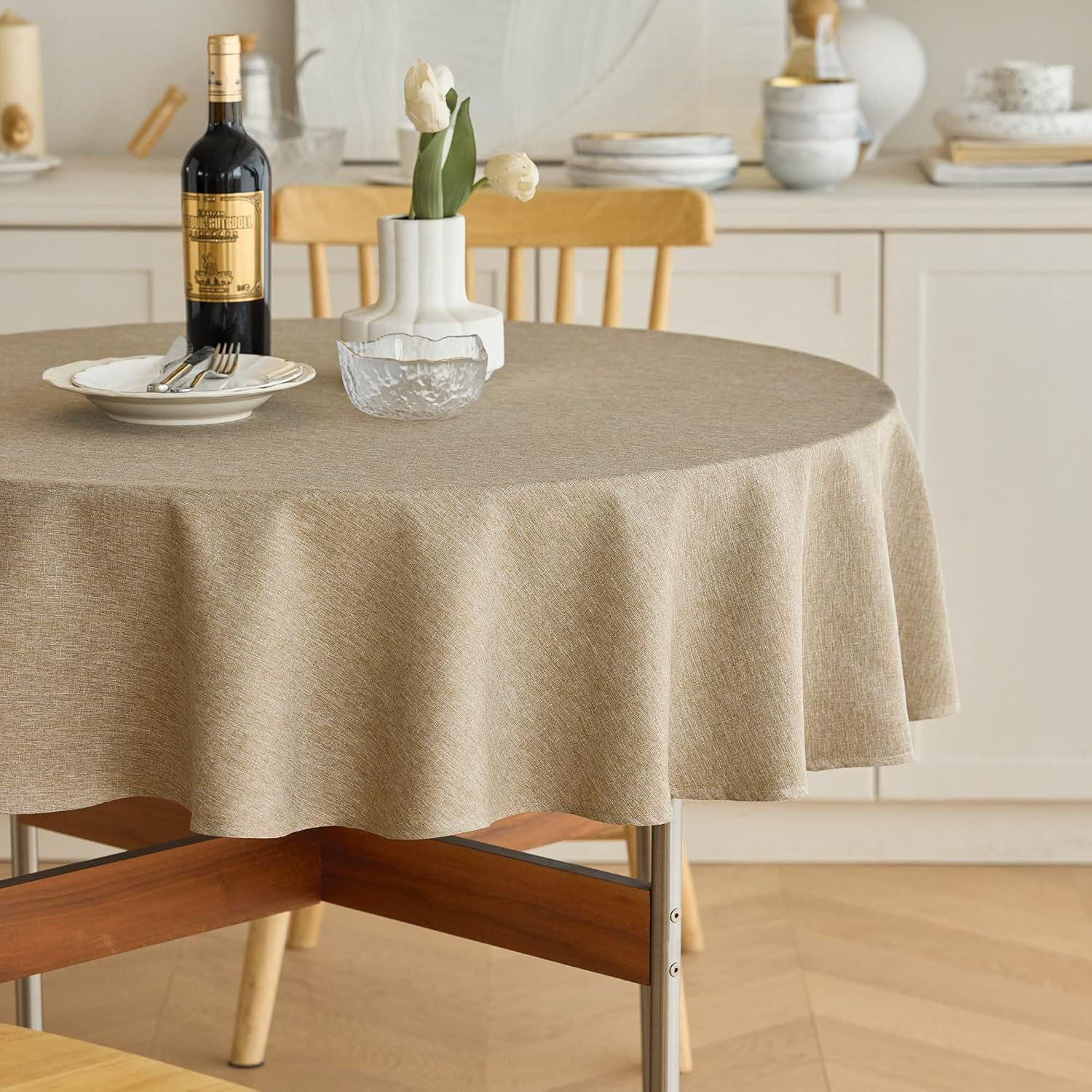 Mercer41 Waterproof Linen Rustic Farmhouse Tablecloth for Round Coffee ...