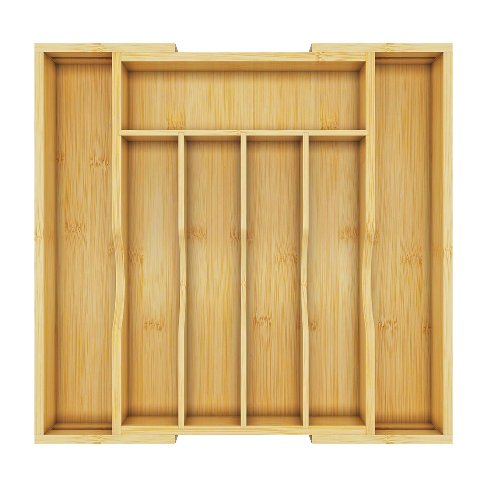 Prep & Savour Bamboo Kitchen Drawer Organizer,Expandable Silverware ...