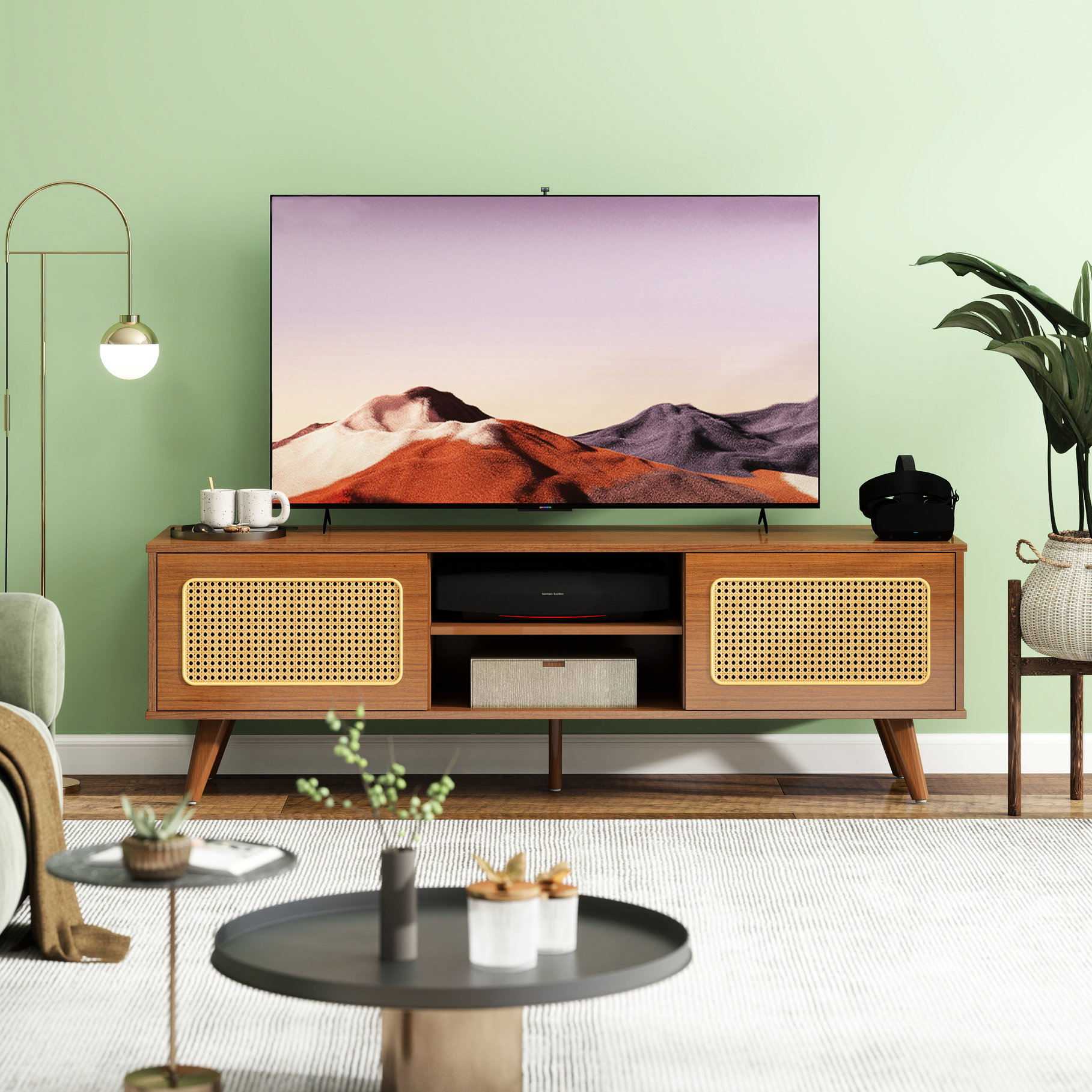 Bay Isle Home™ Mid-century Media Console With Solid Wood Base, 55-59 ...