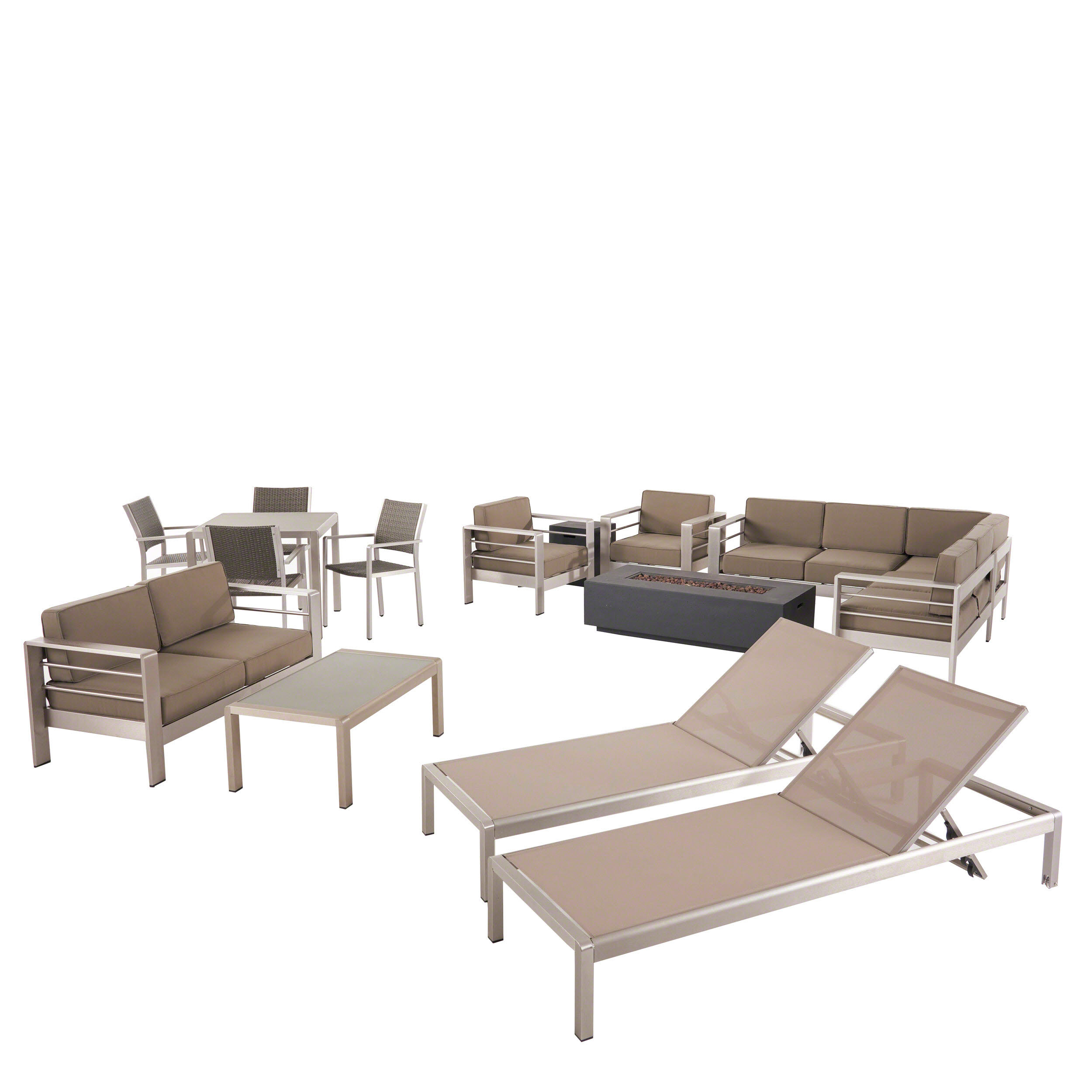 Christopher Knight Home 14 Piece Rattan Complete Patio Set with ...