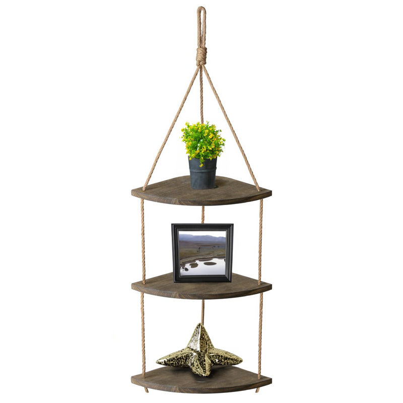 Longshore Tides Bezanson 3 Piece Triangle Solid Wood Corner Shelf | Wayfair