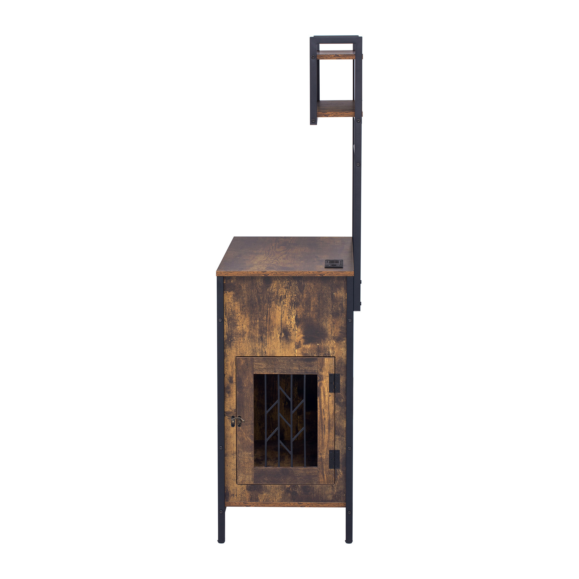 Tucker Murphy Pet™ Industrial Style Dog Crate Desk Hutch With Charging ...