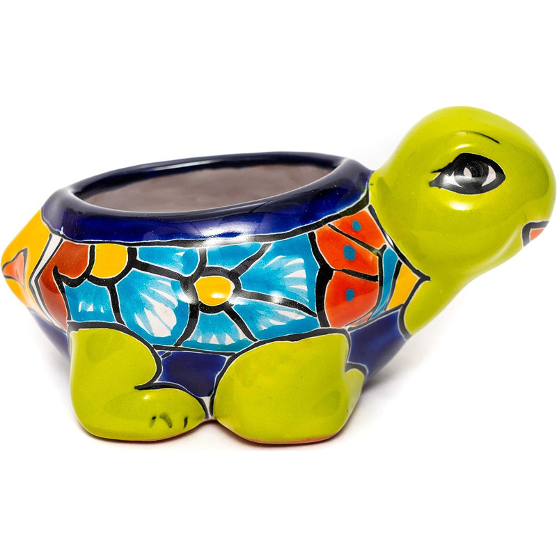 Arlmont & Co. Noretha Handmade Mexican Talavera Mini Turtle Succulent ...