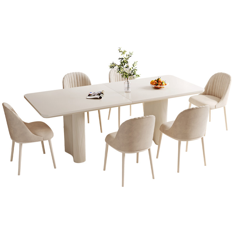 George Oliver White Dining Table Set Modern Rectangular Kitchen Table ...