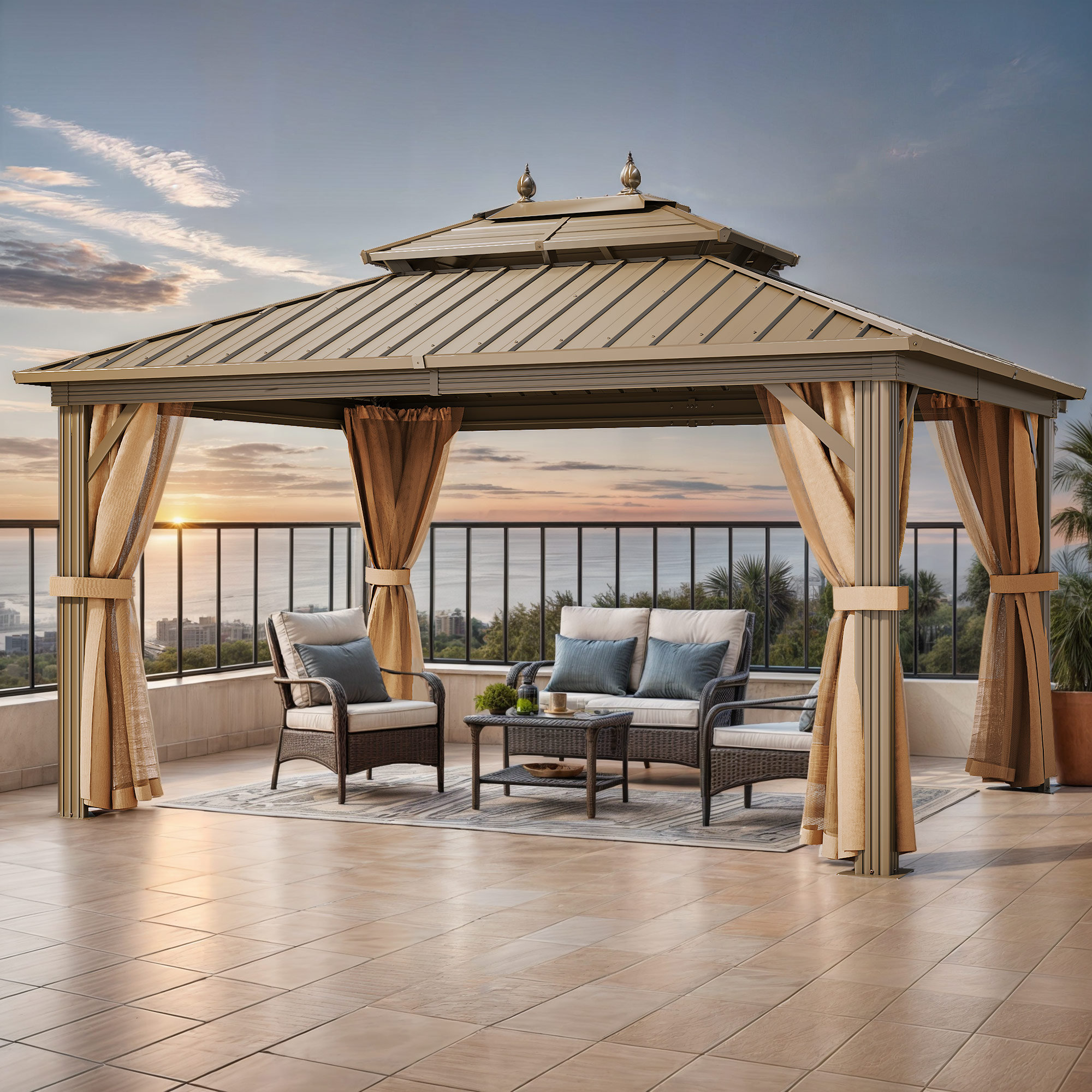 Edrosie Inc Aluminum Canopies Gazebo with Dual-Design Roof | Wayfair