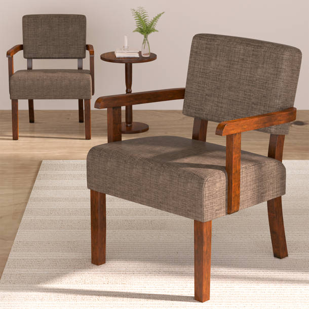 Red Barrel Studio® Aronas Upholstered Armchair With Solid Wood ...