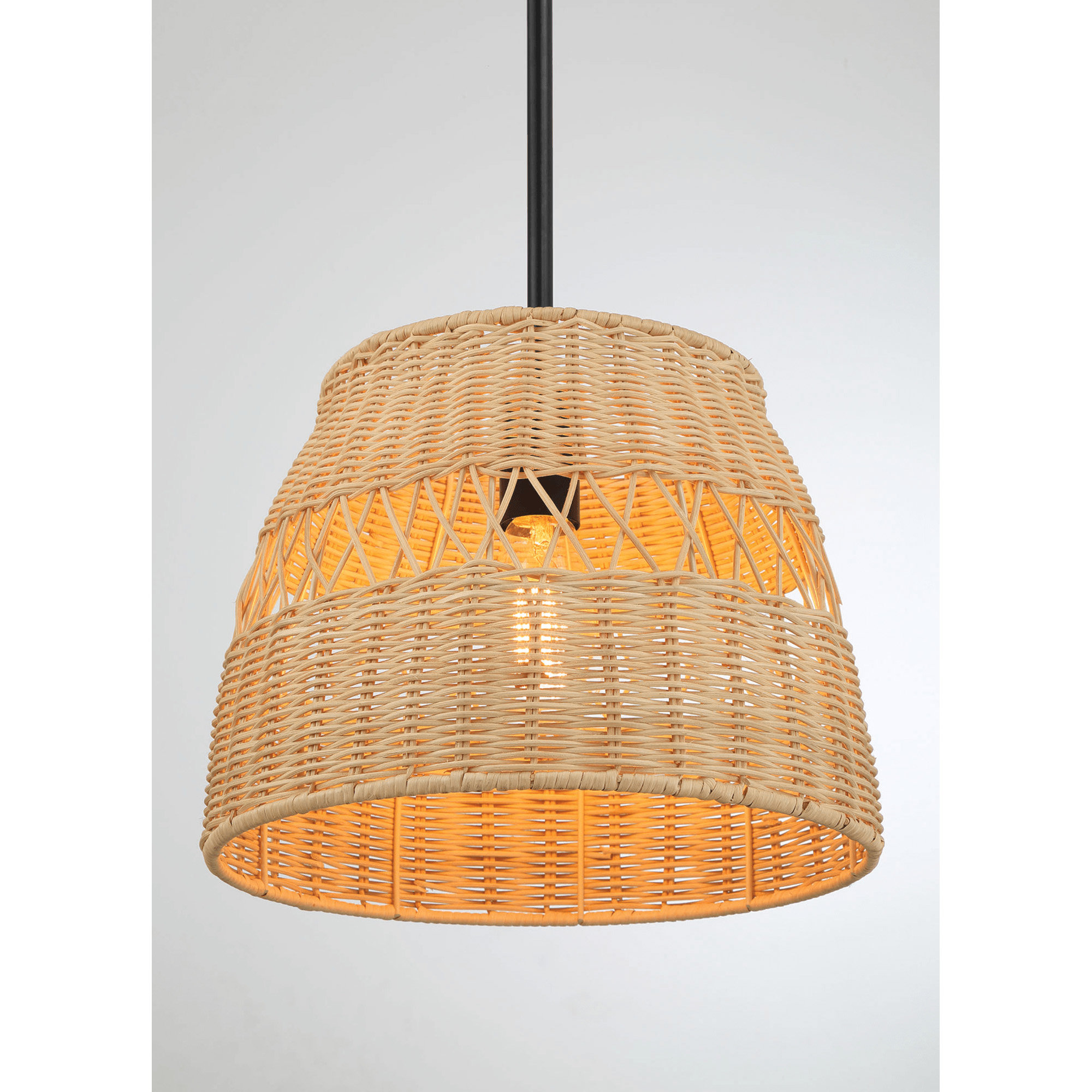Bayou Breeze Essence Single Lights Pendant With Rattan Shade Black ...