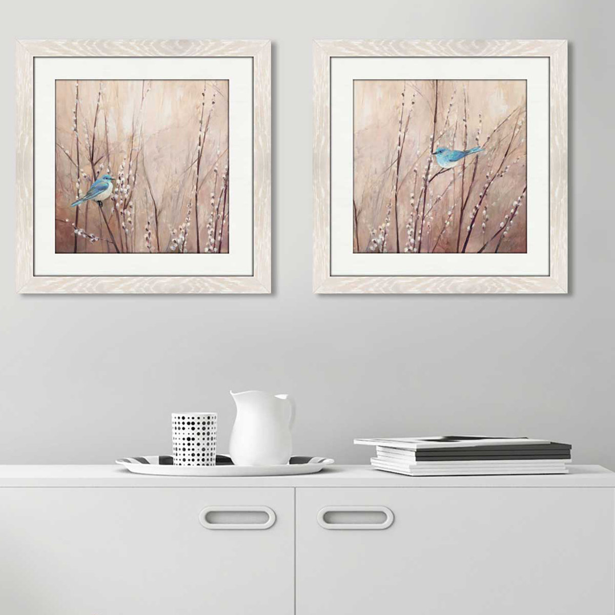 August Grove® 'Pretty Birds' 2 Piece Framed Acrylic Painting Print Set ...