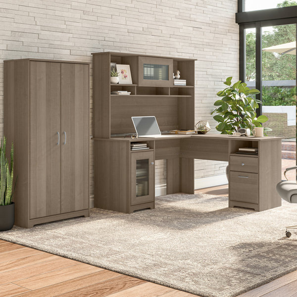 Lark Manor Almita 60'' L-Shape Computer Desk Office Set with Hutch ...