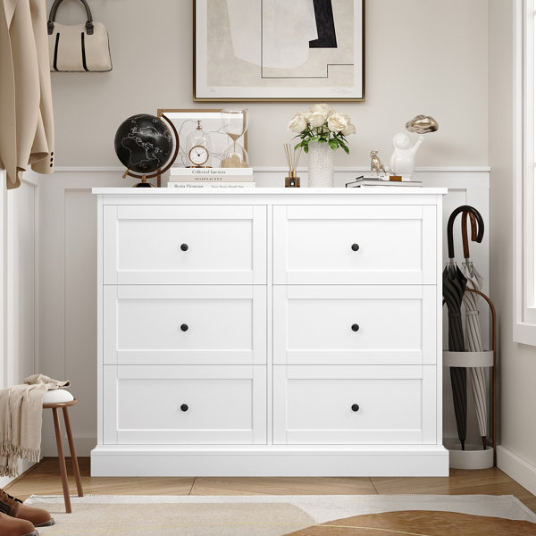 Lark Manor Alffi 6 Drawer 42.51" W Double Dresser, 6 Drawer Dresser ...