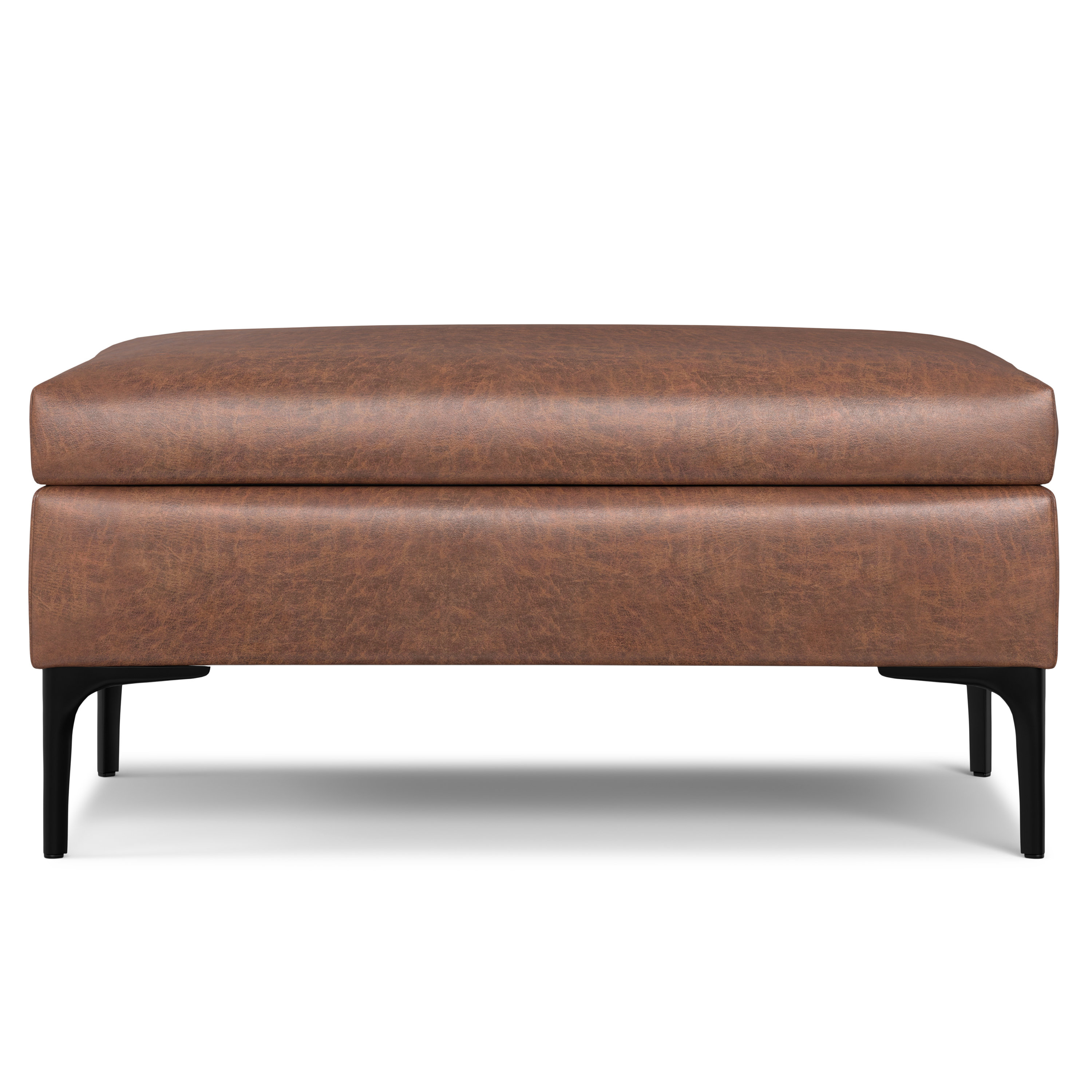 Simpli Home Rebecca 36"W Upholstered Vegan Leather Mid-Century Modern ...