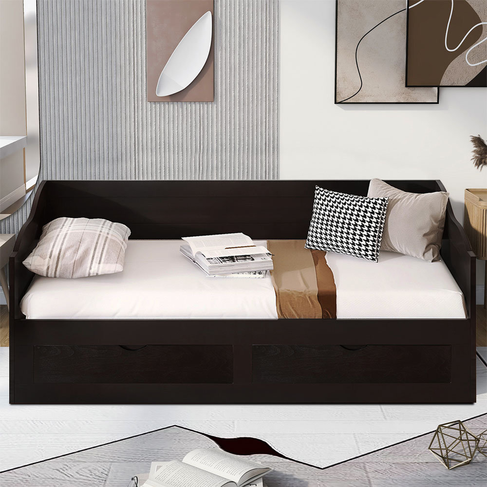 Wildon Home® Tobler Classic Wooden Extendable Daybed with Two Underbed ...