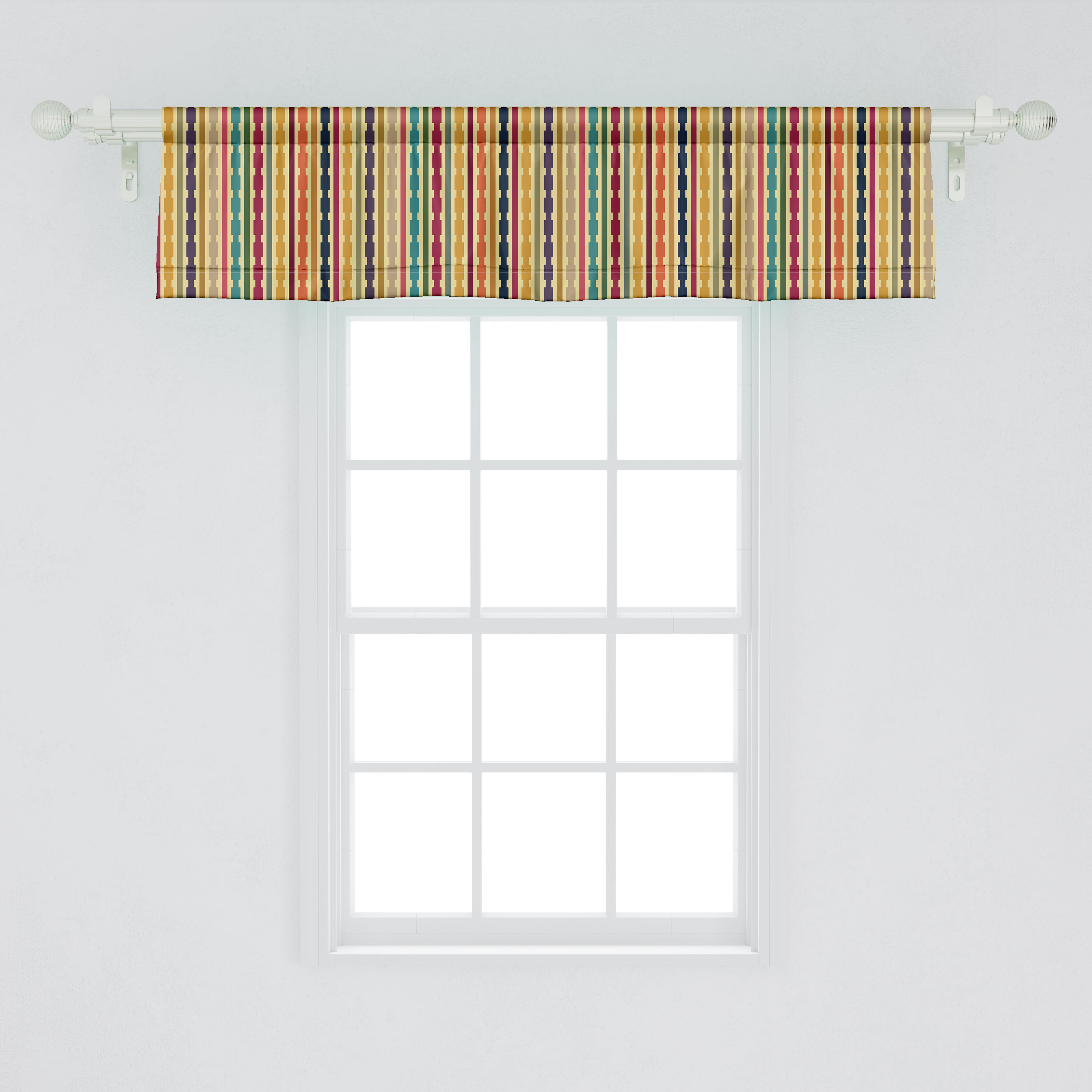Ambesonne Stripes Valance Pack of 2 Simplistic Shape Pattern Multicolor ...