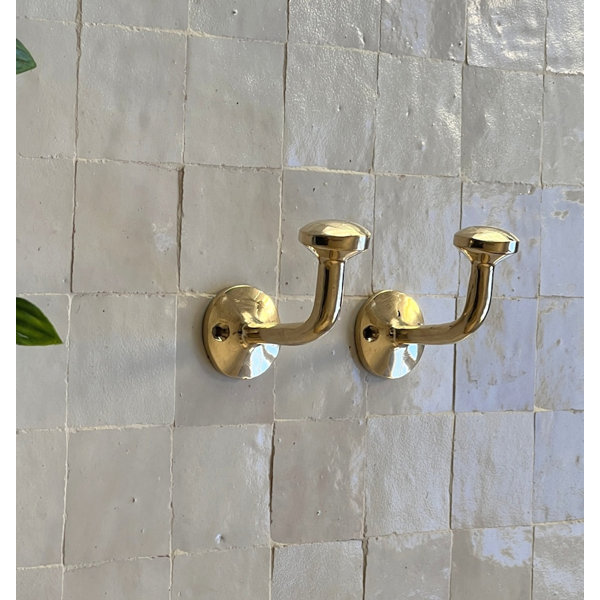 CUSTOmosaic Modern Two Pieces Wall Mounted Robe Hook Brass Towel Holder ...