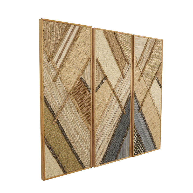 Bay Isle Home™ Wooden Handmade Textured Mixed Media Diagonal Geometric ...