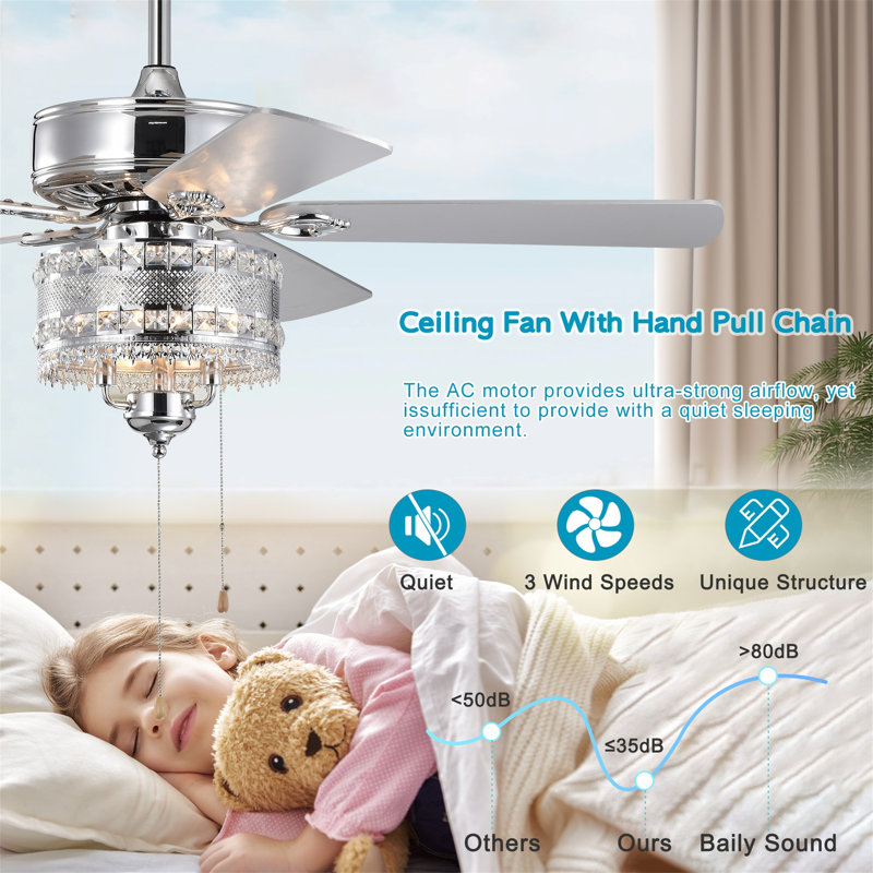 House of Hampton® 52'' modern Crystal Ceiling Fan, Fans | Wayfair