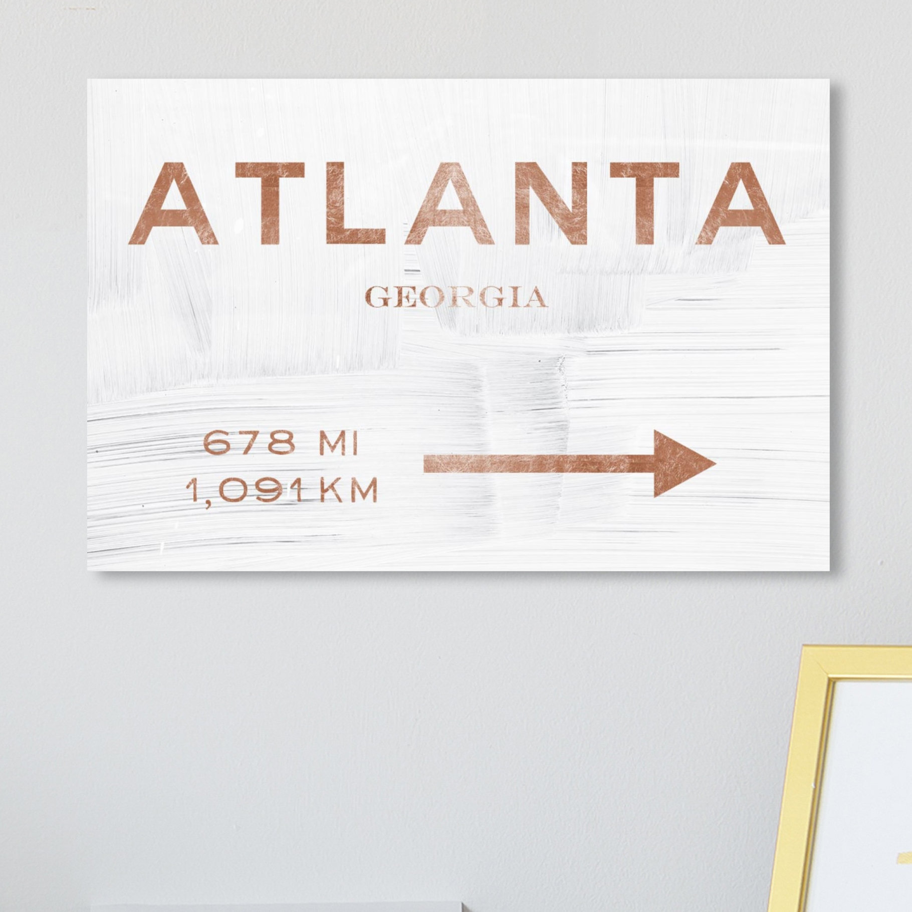 House of Hampton 'Atlanta Road Sign Copper' - Textual Art Print on ...