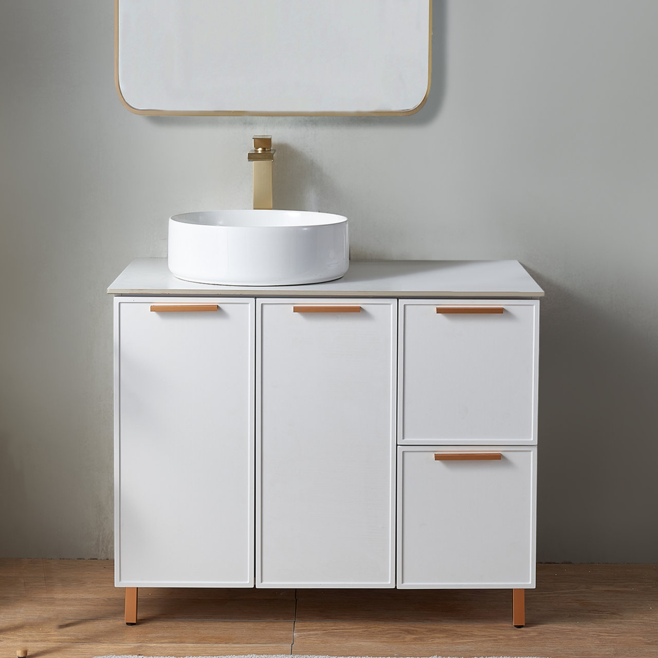 Mercer41 36'' White Modern Free Standing Single Bathroom Vanity Set ...