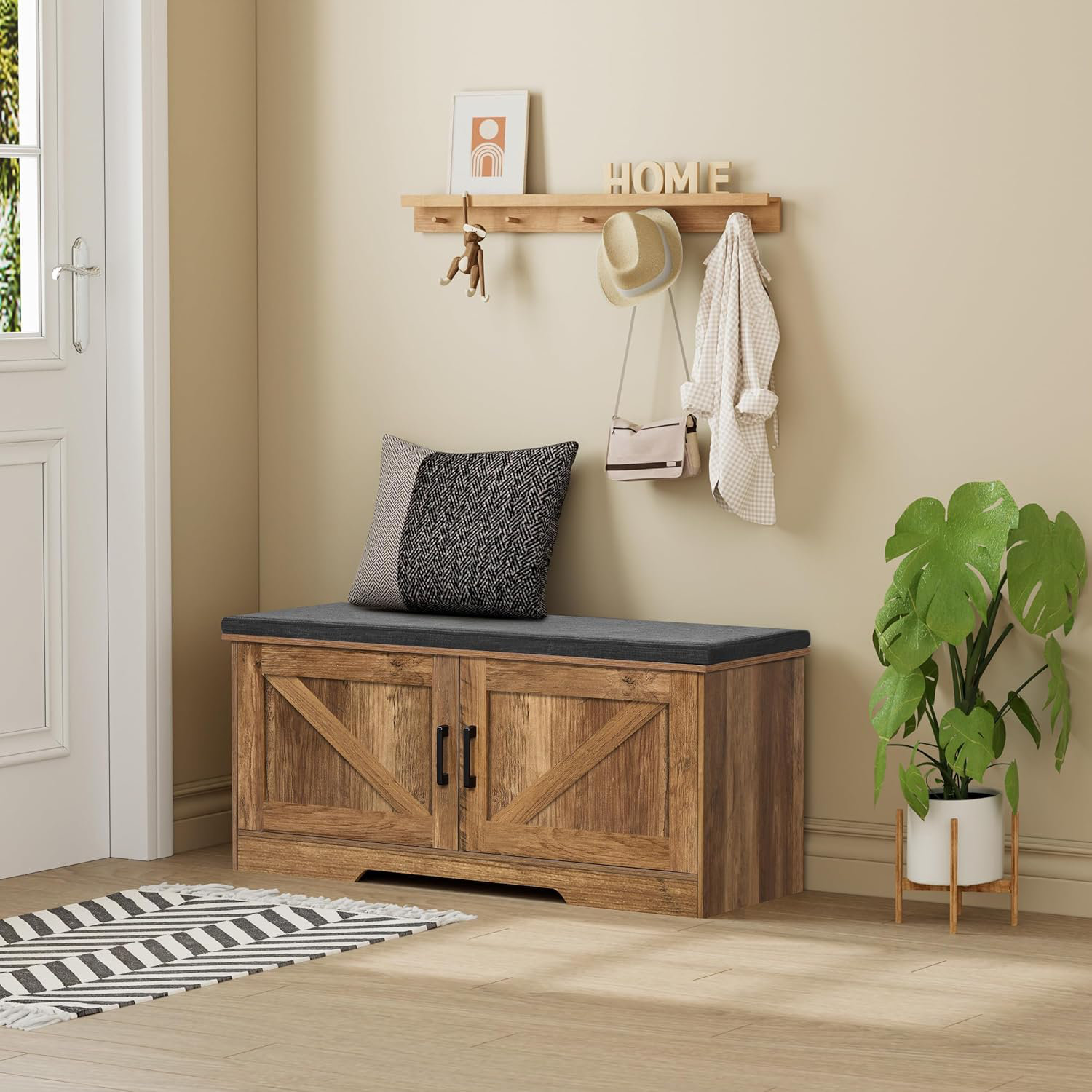 Rosalind Wheeler 2-Tier Entryway Shoe Storage Bench With Padded Seat ...