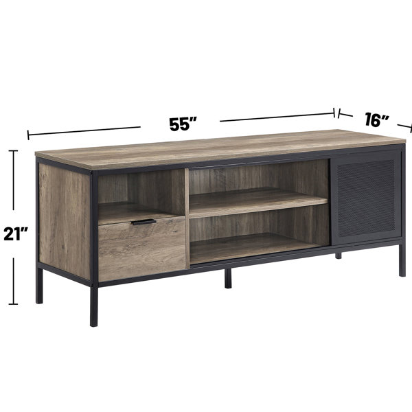 17 Stories 50 - 59 Inch Tv Stand With Rustic Oak Appearance And Black ...