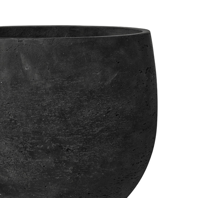 17 Stories Black Textured Round Fiberstone Pot & Reviews | Wayfair