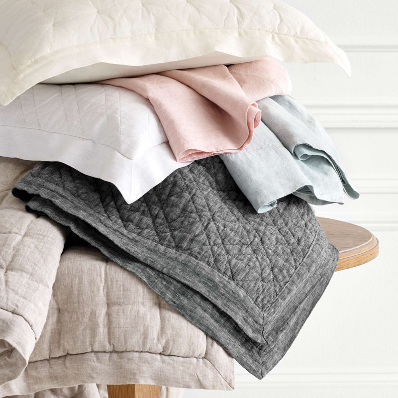 Pine Cone Hill Washed Linen Black Quilt | Wayfair