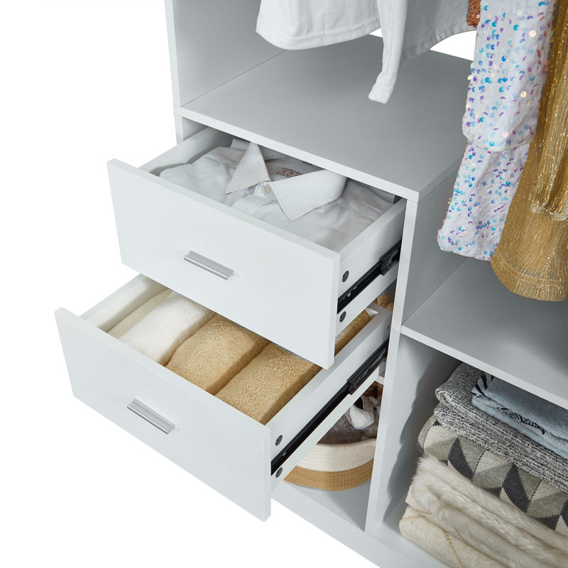 Latitude Run® Closet Organizer System with Drawers and Hanging Rods ...