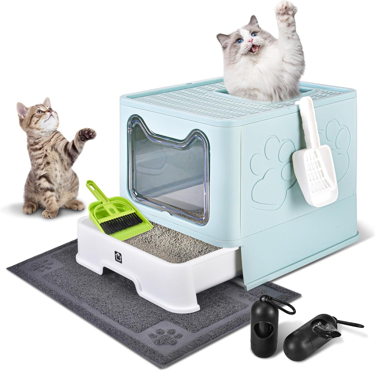 Ebern Designs Enclosed Cat Litter Box With Lid Foldable Potty,drawer ...