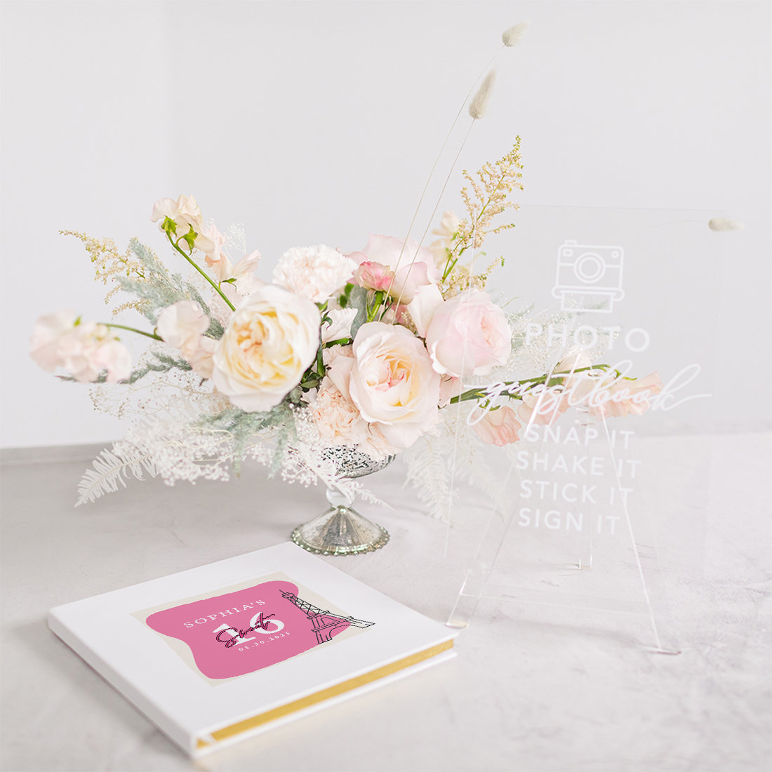 Koyal Wholesale Custom Sweet 16 Guest Book With Gold Accents, Eiffel ...