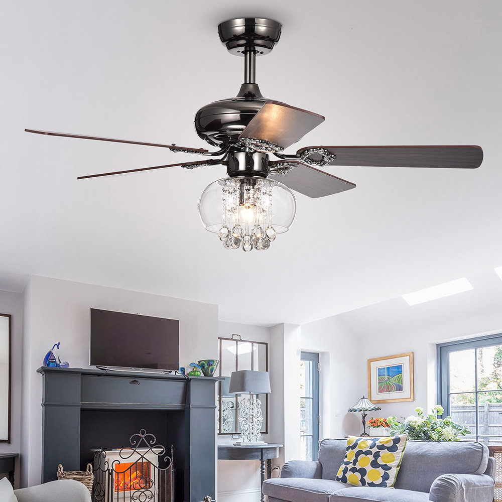 House of Hampton® 52" Lake Macquarie 5 - Blade Crystal Ceiling Fan with ...