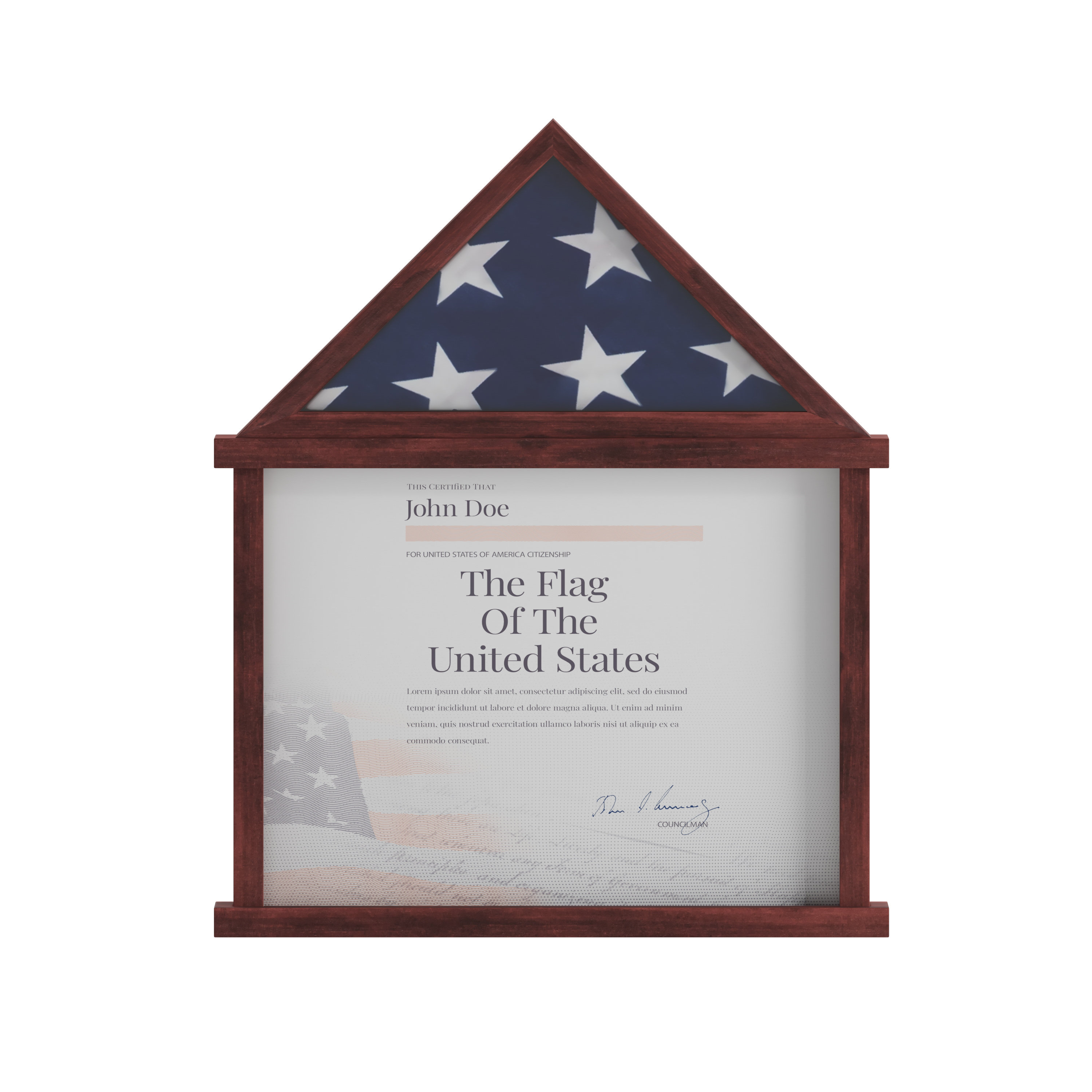 Flash Furniture Quincy Memorial Flag Display Case with Certificate ...